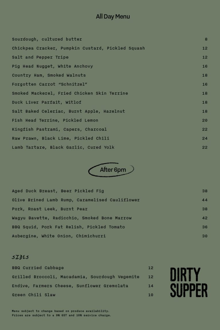 Menu - Dirty Supper
