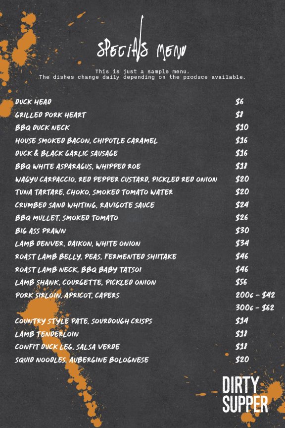 Menu - Dirty Supper